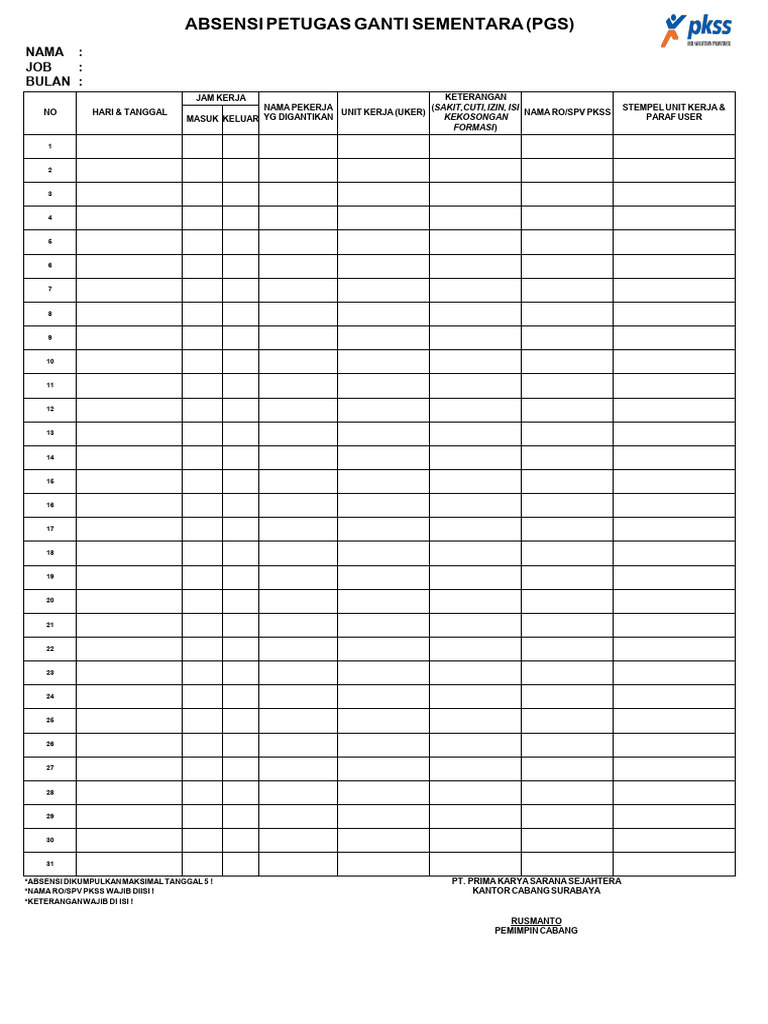 Absensi PGS Terbaru | PDF