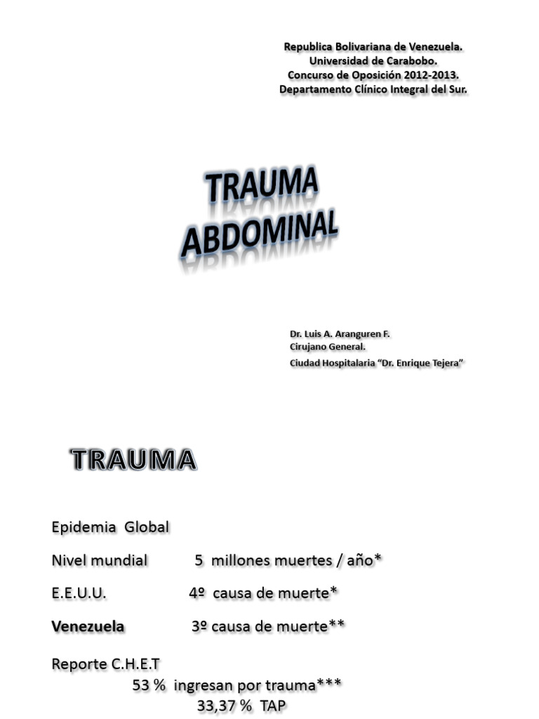 12.1 Clase Trauma Abdominal 1 | PDF | Cirugía | Enfermedades y trastornos