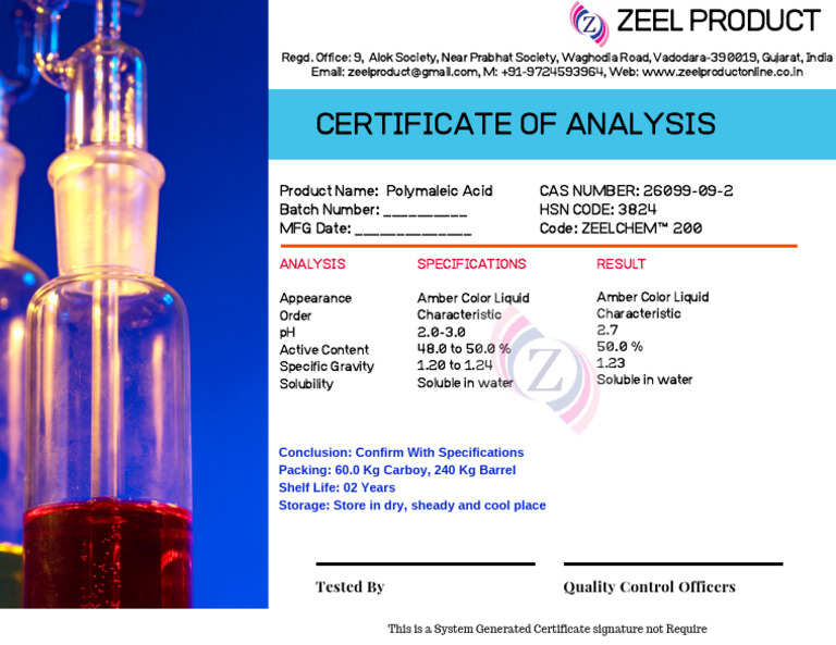 Polymaleic Acid COA Polymaleic Acid Test Certificate Polymaleic Acid ...