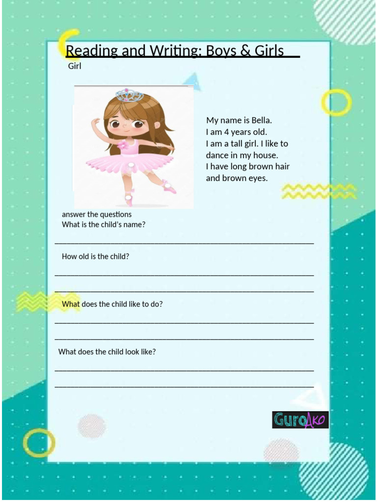 Reading and Writing Boys&girls Bella | PDF