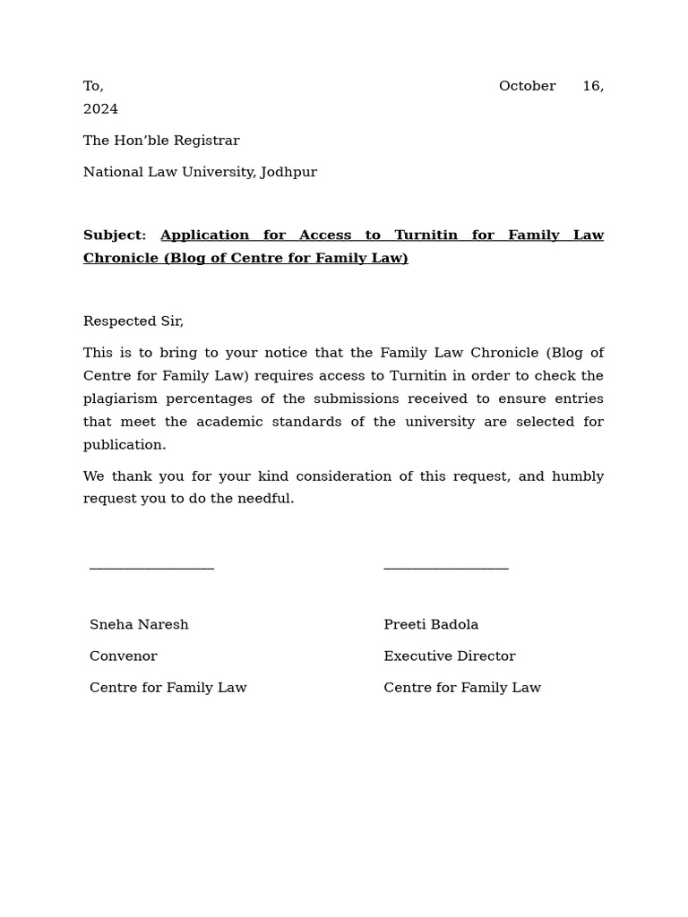 Application for Turnitin [CFL] | PDF