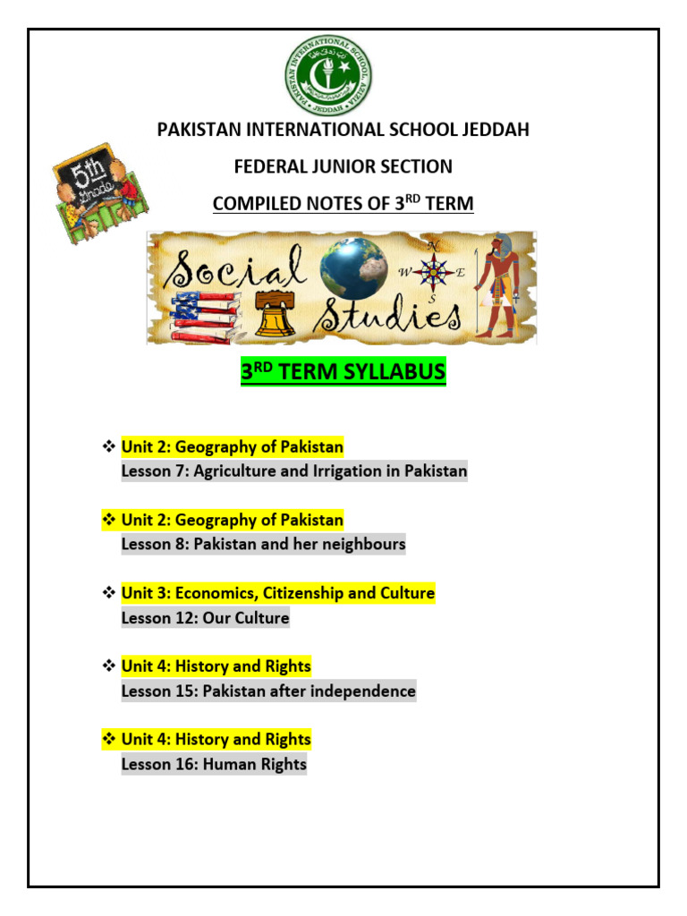 Grade 5 Social Studies 3rd Term Notes | PDF | Zulfikar Ali Bhutto ...
