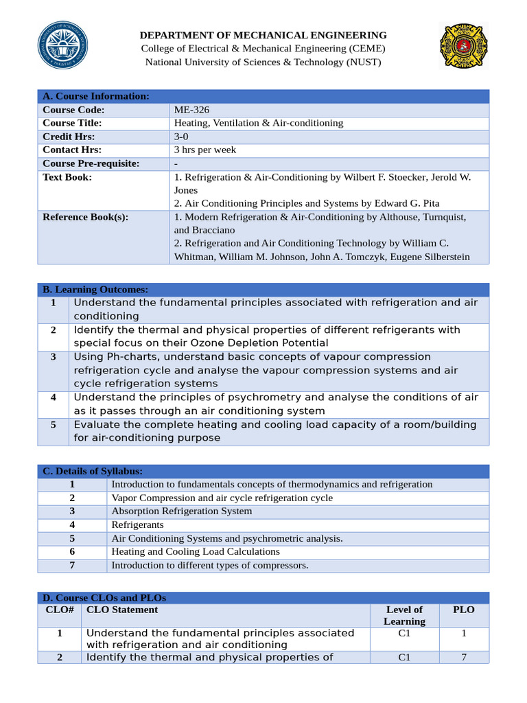 HVAC Course Overview and Syllabus | PDF | Refrigeration | Air Conditioning