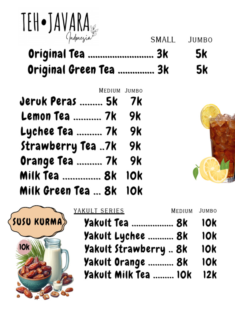 Original Tea ........................... 3k 5k Original Green Tea ...