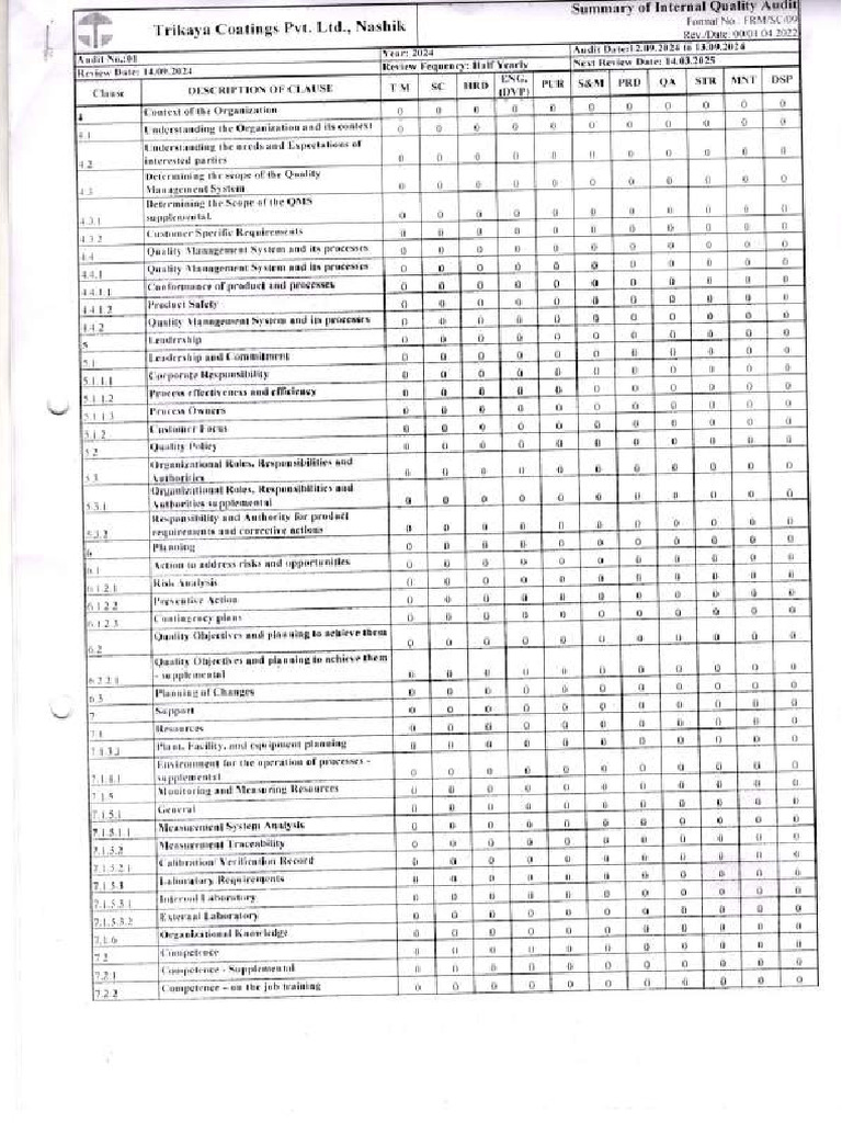 Internal Audit Summary | PDF