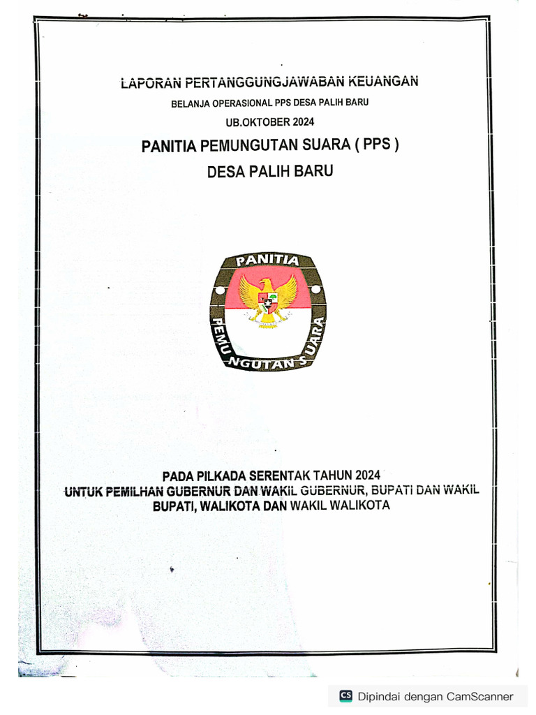 LPJ Operasional Belanja Bahan PPS Ub. Oktober 2024 | PDF