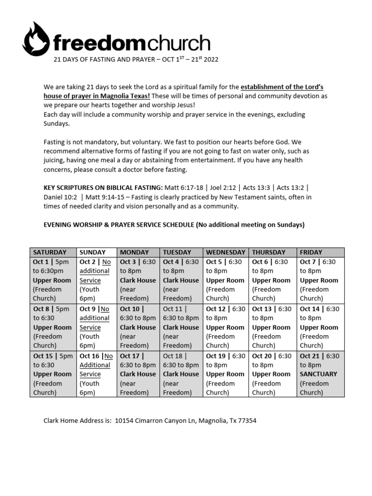 21 Days of Prayer Freedom Oct 22 | PDF | Prayer | Fasting