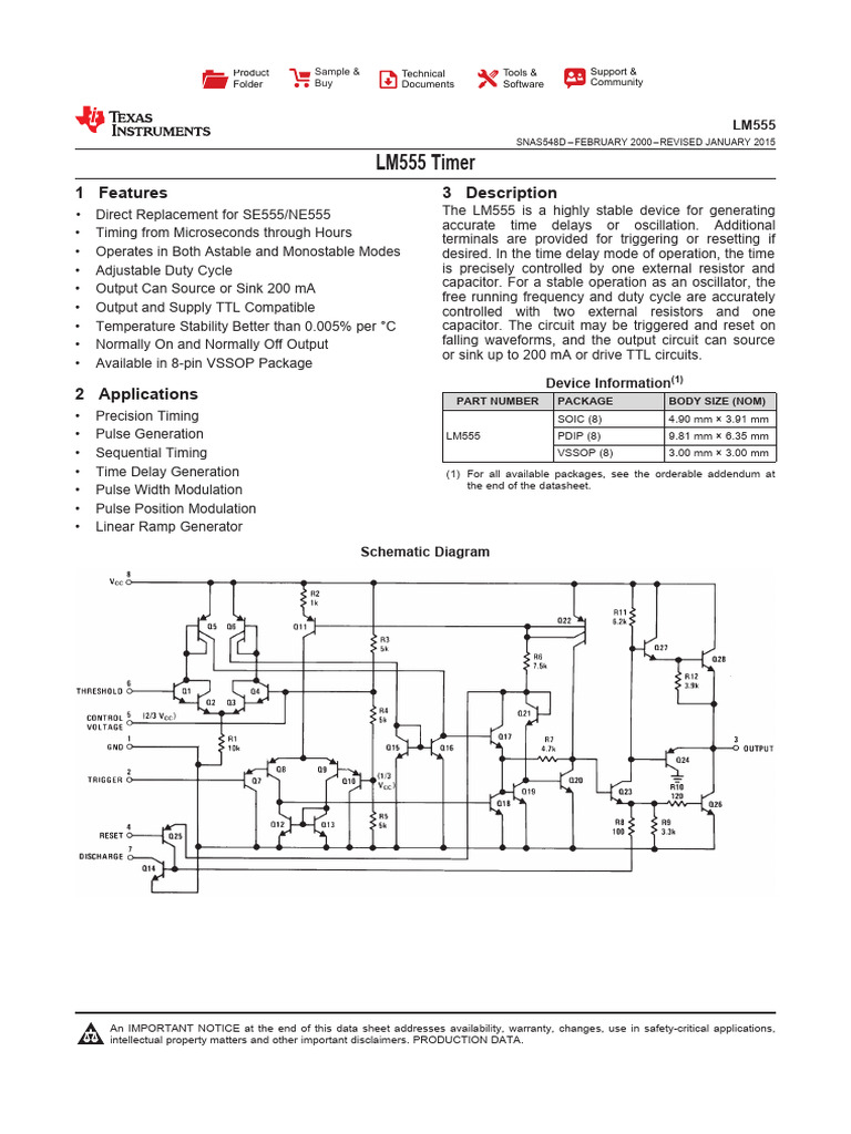 Unit Vi - Ic Lm555 Timer Datasheet | PDF | Analog Circuits | Electronic Design
