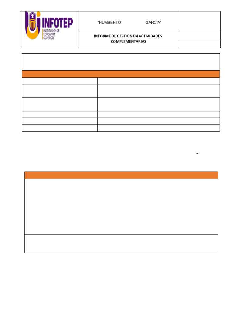 Mario Ebrat Reales, Formatomato - 048 Informe de Gestion Actividades Complementarias | PDF ...