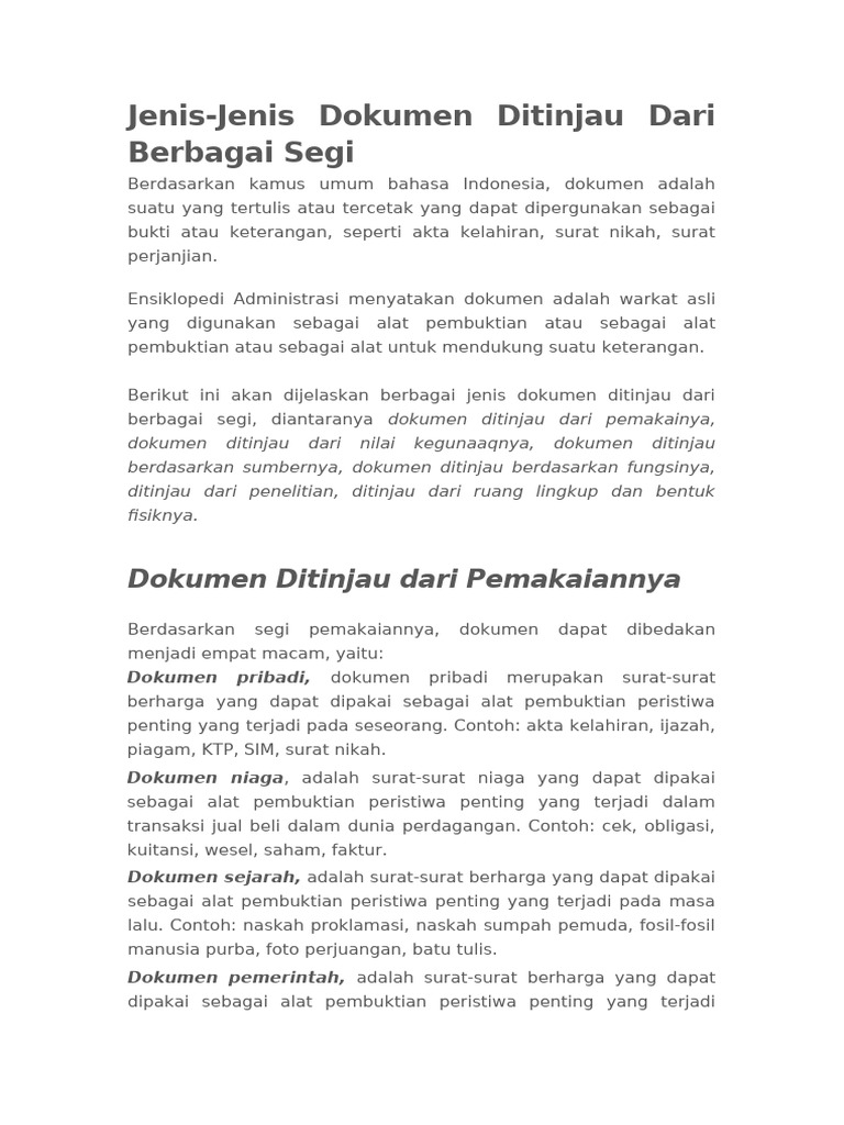 Jenis Dokumen | PDF