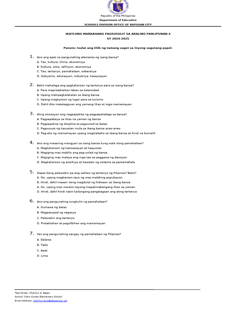 AP4-Q3-TQ- | PDF