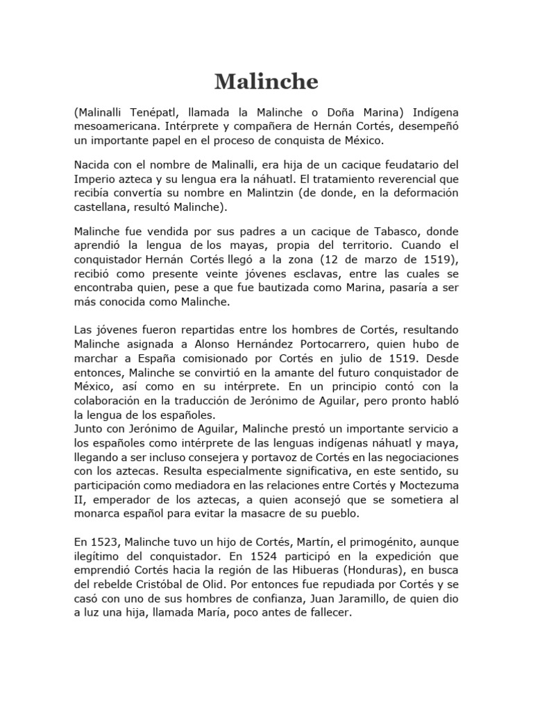 Malinche: Intérprete y Consejera de Cortés | PDF