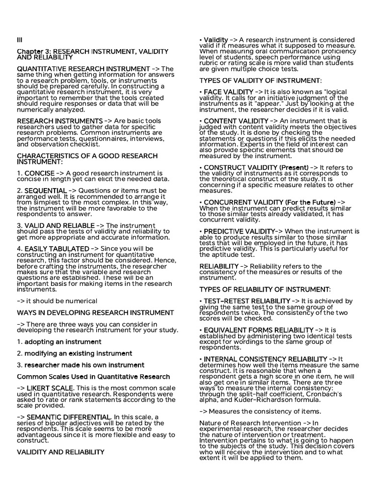 III Reviewer | PDF | Statistics | Validity (Statistics)