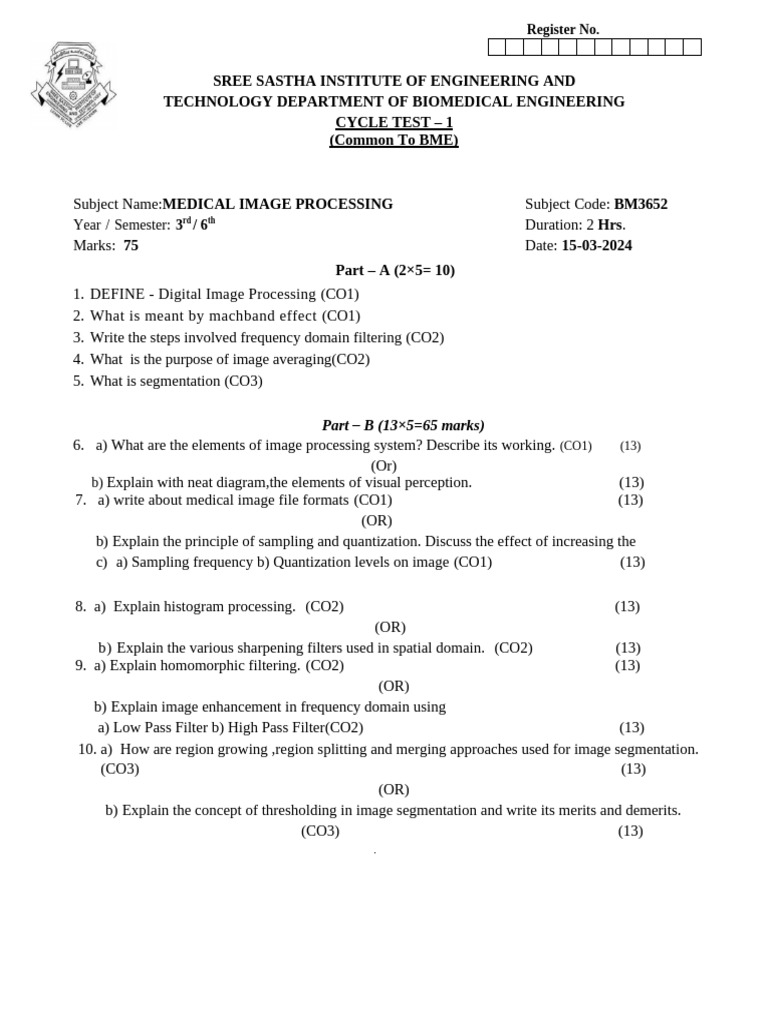 bm3652 Medical Image Processing | PDF | Image Segmentation | Recording