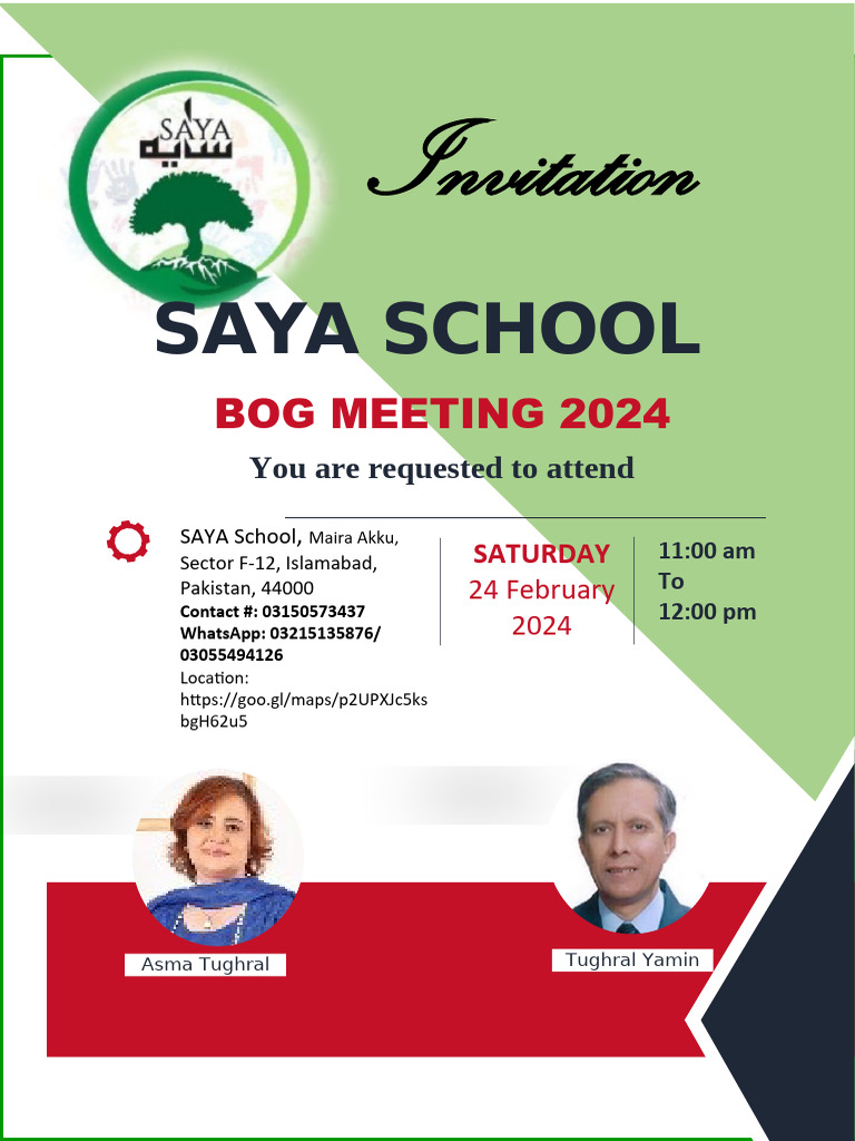 BOG Meeting Invitation - SAYA School 2024 | PDF