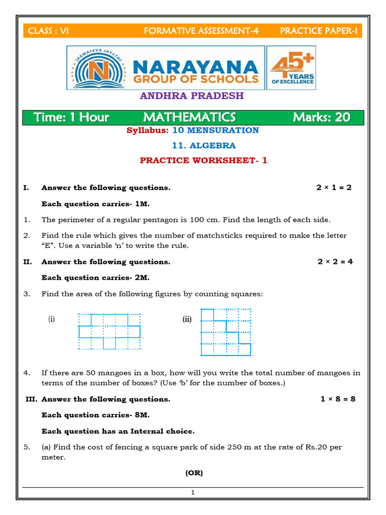 Ap Ssc-Vi - Maths - Fa-4 - WS-1 | PDF | Mathematics