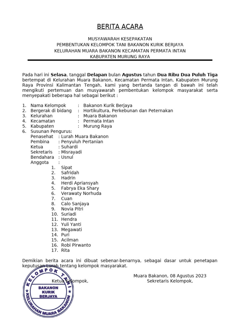 BA Pembentukan Poktan | PDF