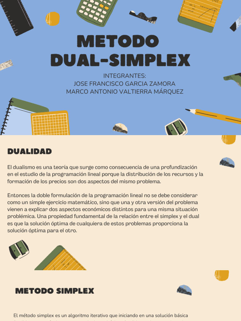 Presentación - Metodo Dual Simplex | PDF | Algoritmos | Matemáticas