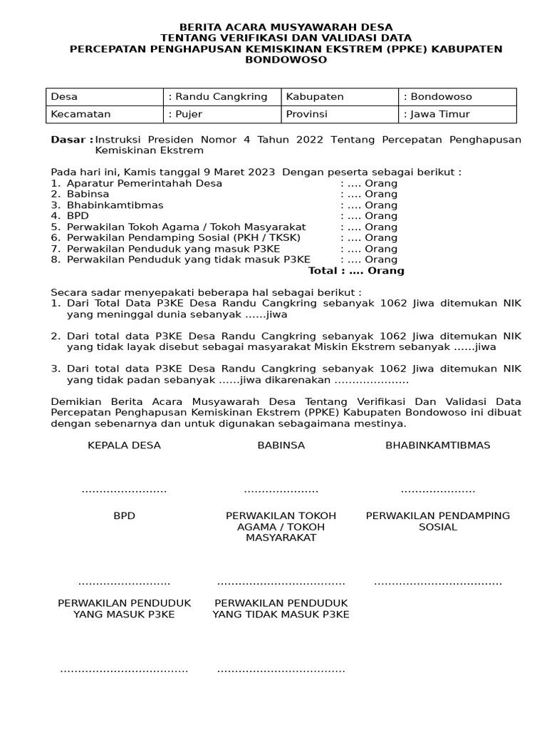 Contoh Ba Musdes P3ke | PDF