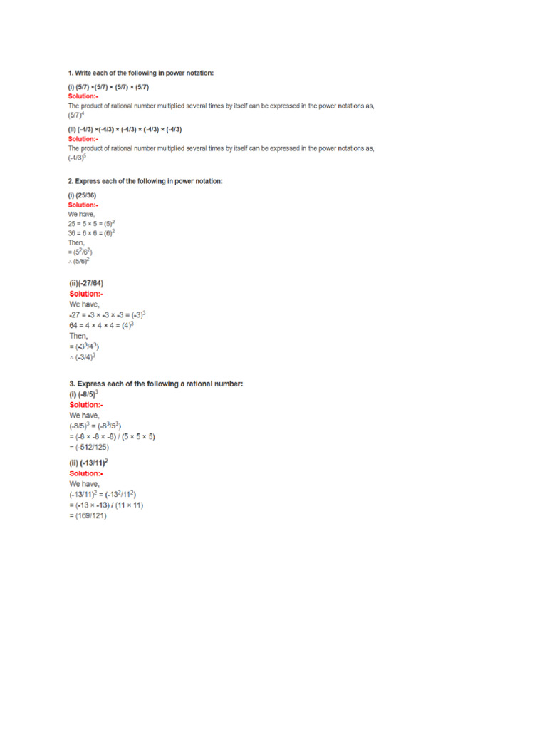 Class VII-exponent and Power | PDF