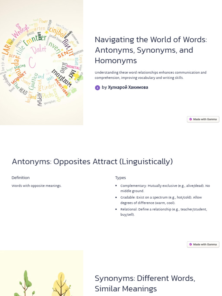 Navigating-the-World-of-Words-Antonyms-Synonyms-and-Homonyms | PDF