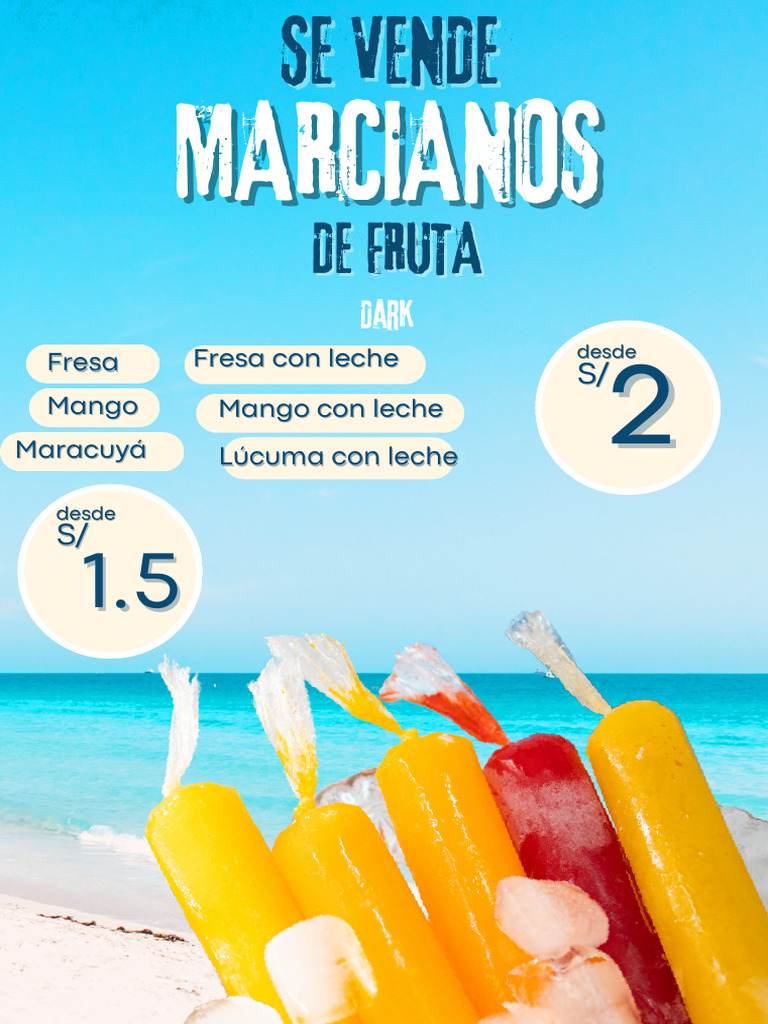 Hoja A4 Se Vende Marcianos de Fruta Veraniego Refrescante Celeste y ...