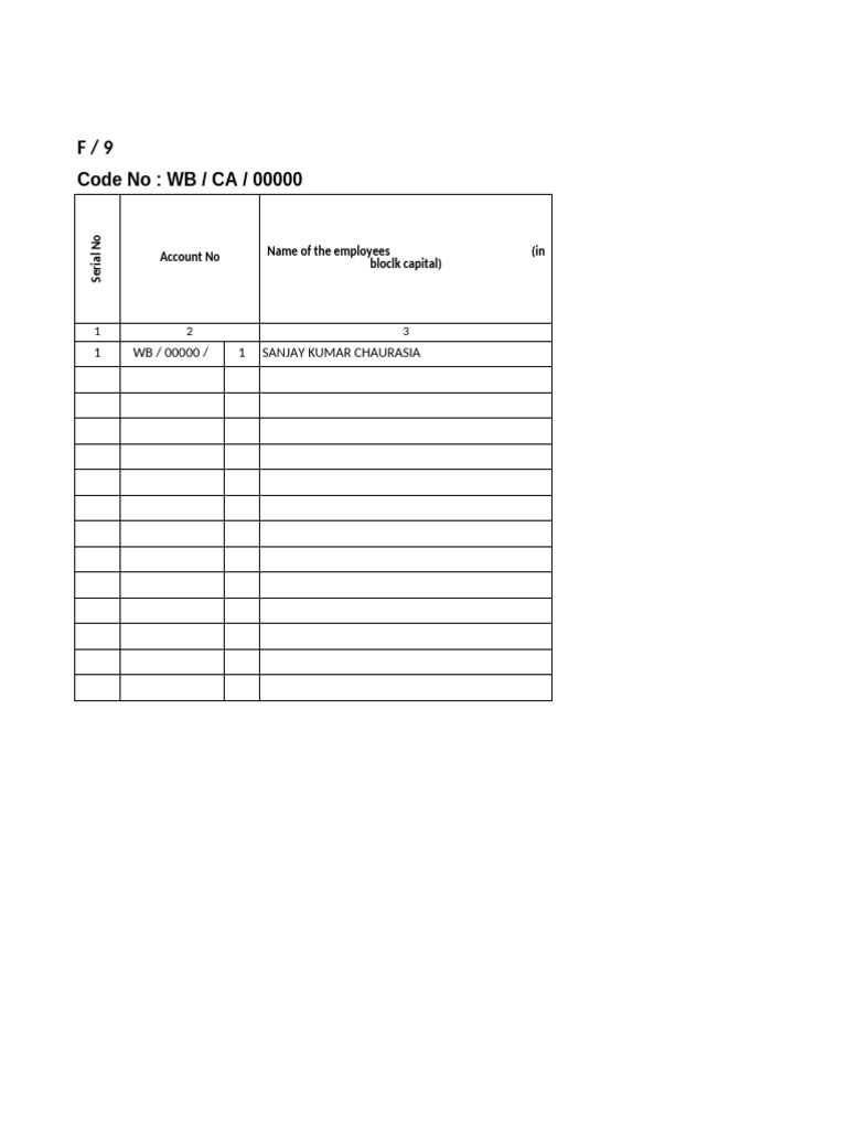 Form 9 (Excel Format) | PDF
