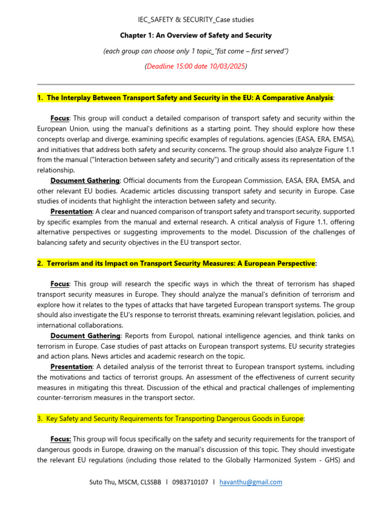 IEC - Safety Security - Case Study - Chapter 1 | PDF | Dangerous Goods ...