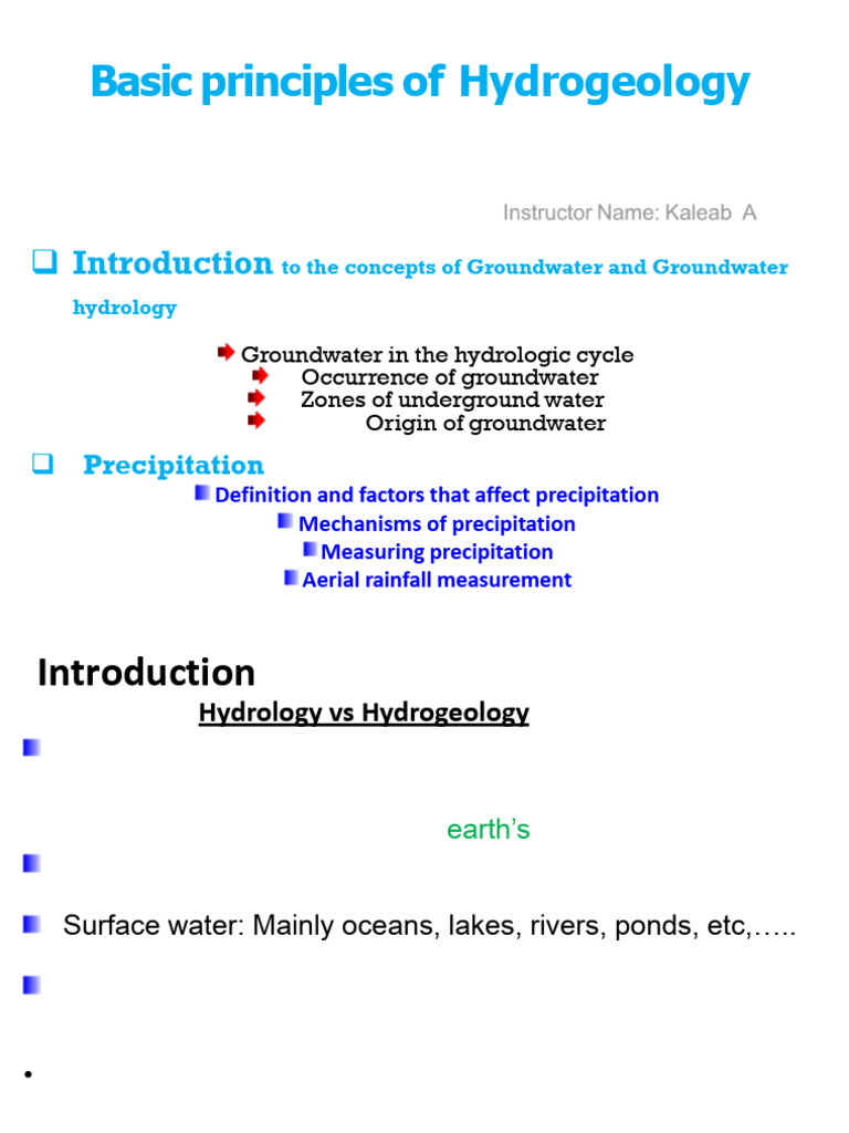Chapter 1 Edited Hydrogeology-1 | PDF | Fog | Precipitation