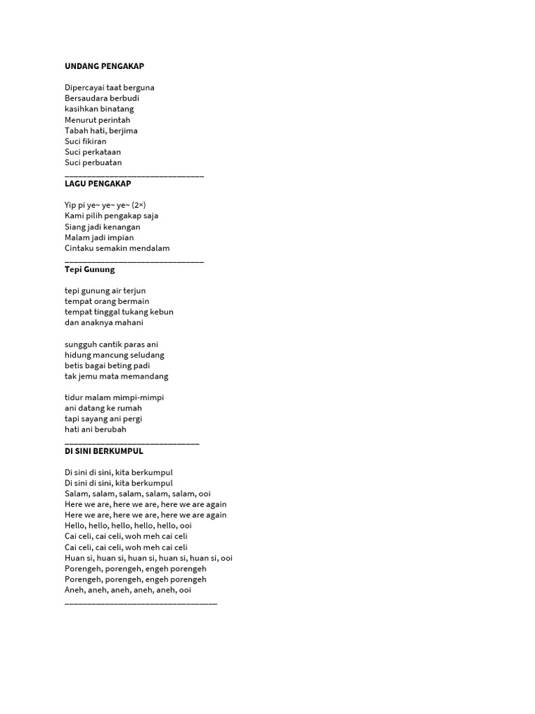 Lagu Pengakap KNK | PDF