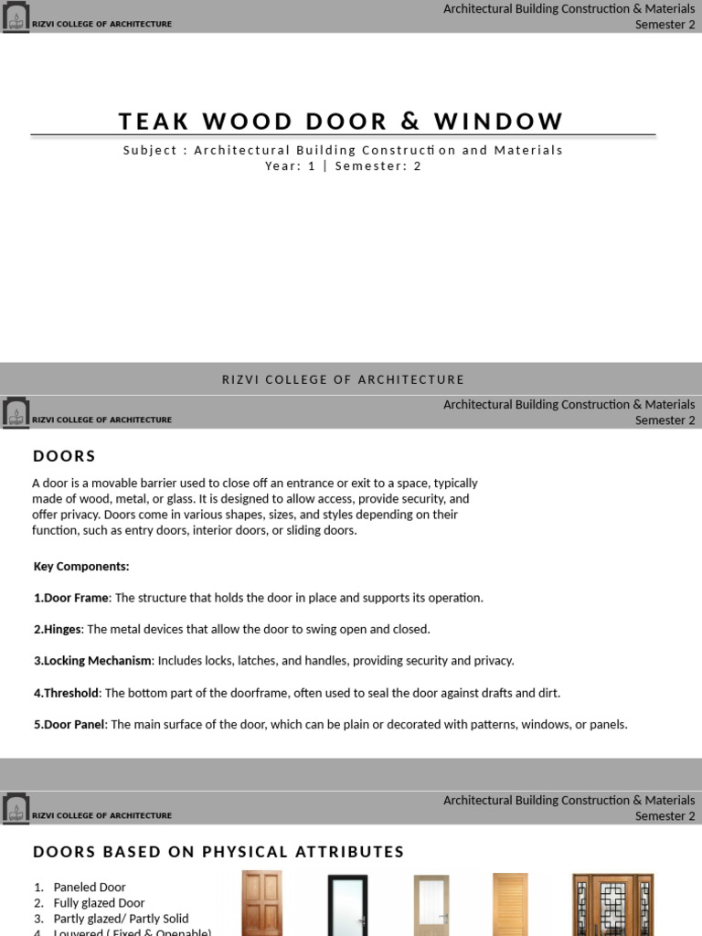 Teak Wood Door & Window | PDF | Door | Window