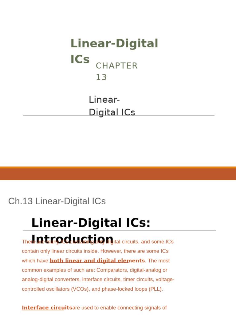 Linear-Digital ICs Overview and Applications | PDF | Electronic ...