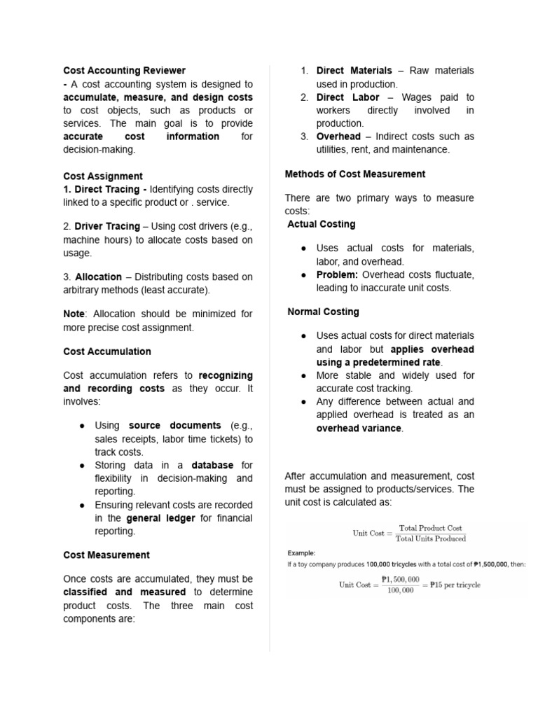 Cost Reviewer (1) | PDF | Cost Accounting | Business