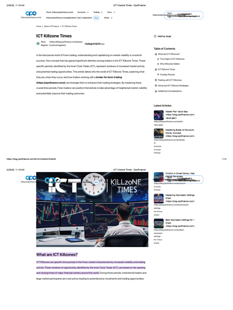 Understanding ICT Killzone Times | PDF | Risk | Market (Economics)