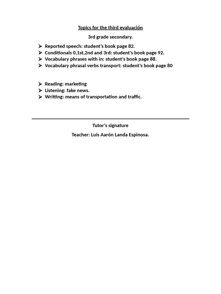 3rd Evaluation 3rd Grade | PDF