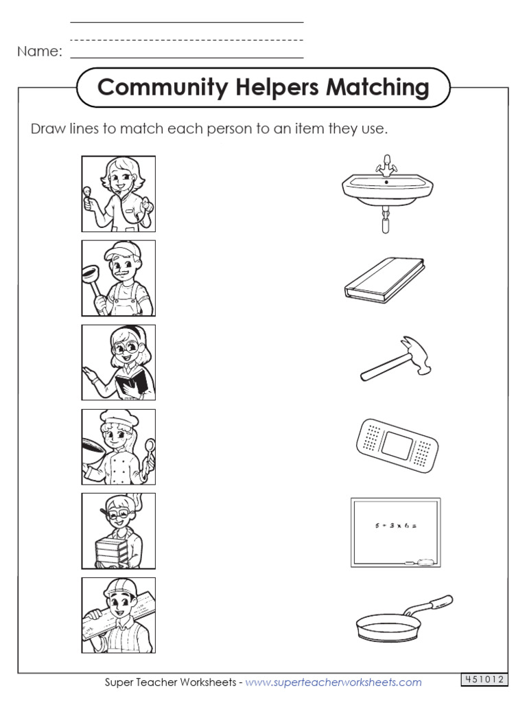 Community Helpers Matching Worksheet | PDF