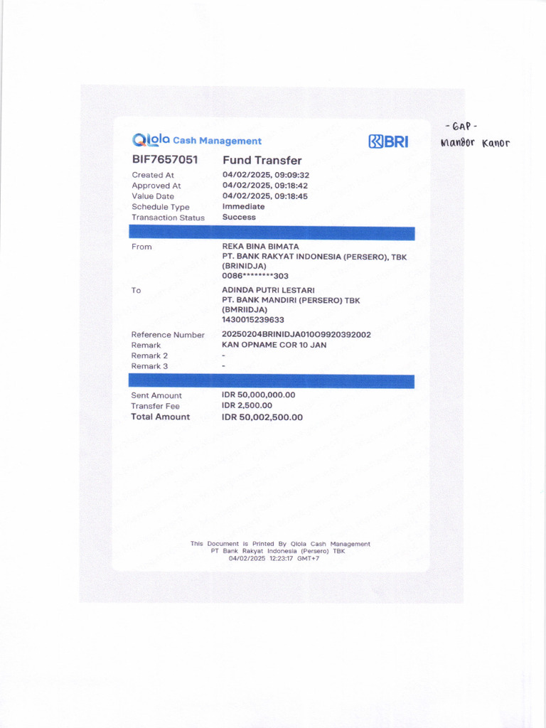 Gap-opname Mandor Kanor-04 Februari 2025 | PDF