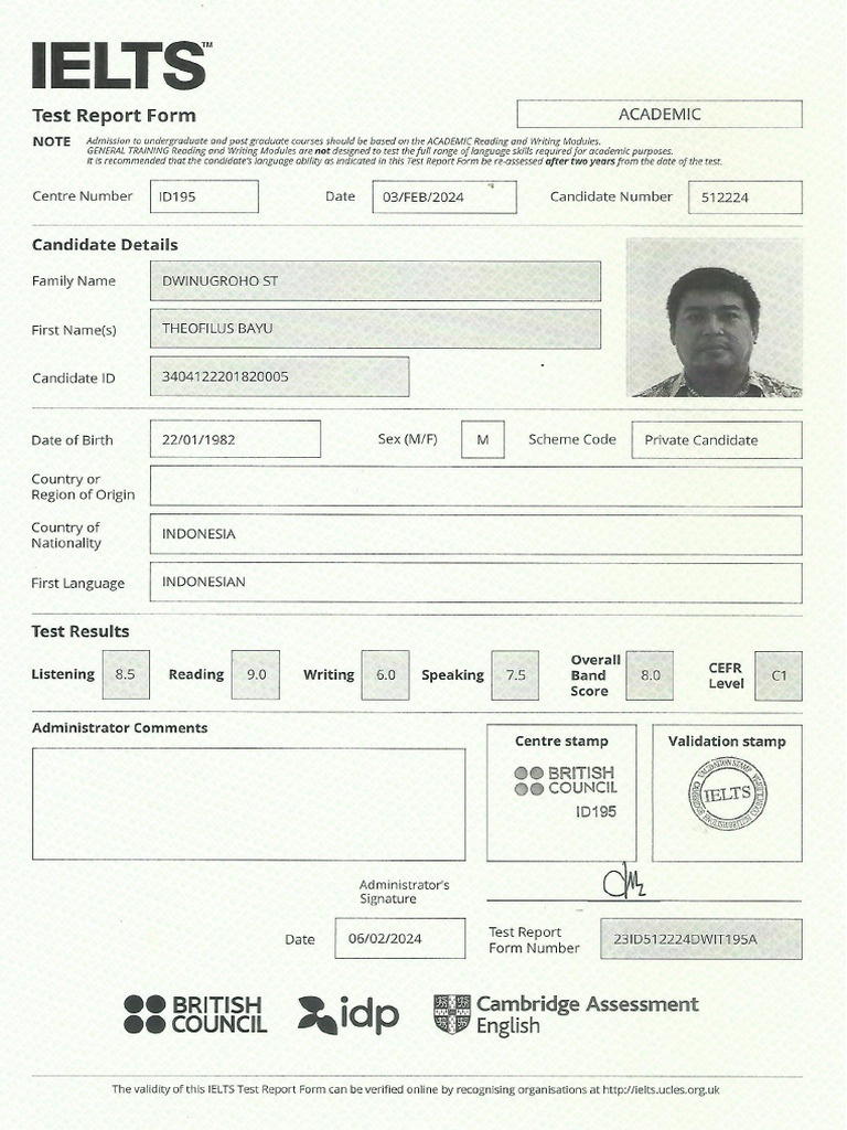 Sertifikat Official Ielts | PDF