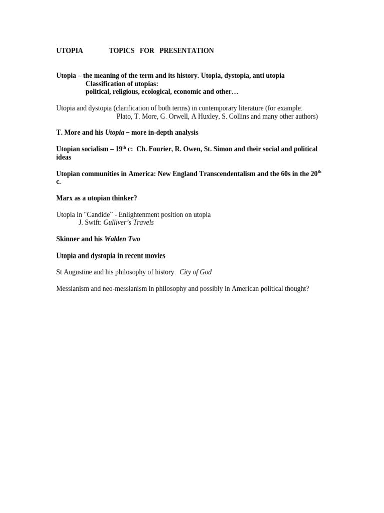 Exploring Utopia: Concepts and Literature | PDF