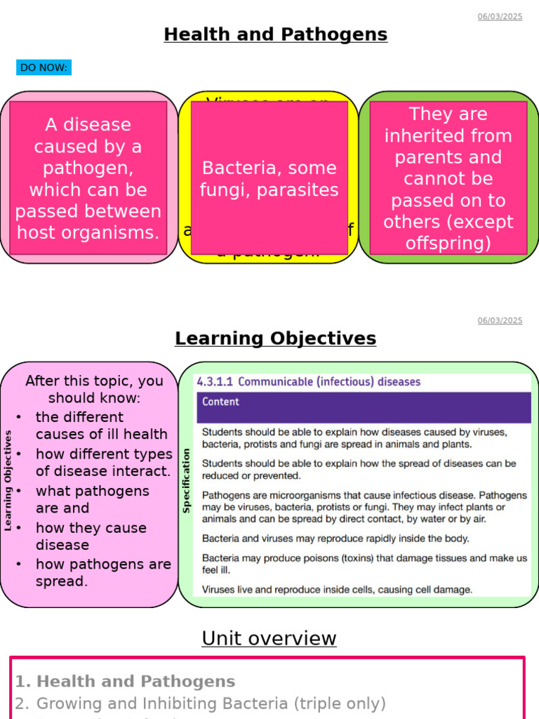 1---Health-and-Pathogens | PDF | Pathogen | Infection