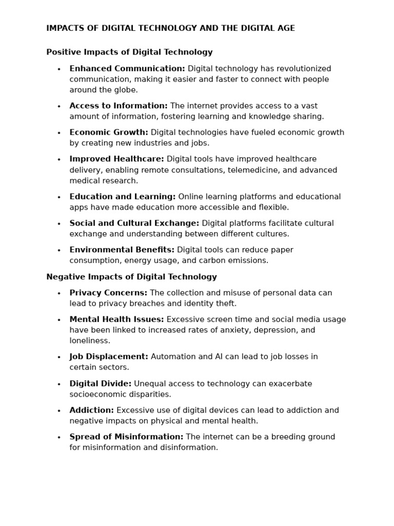 Effects of Digital Technology Today | PDF