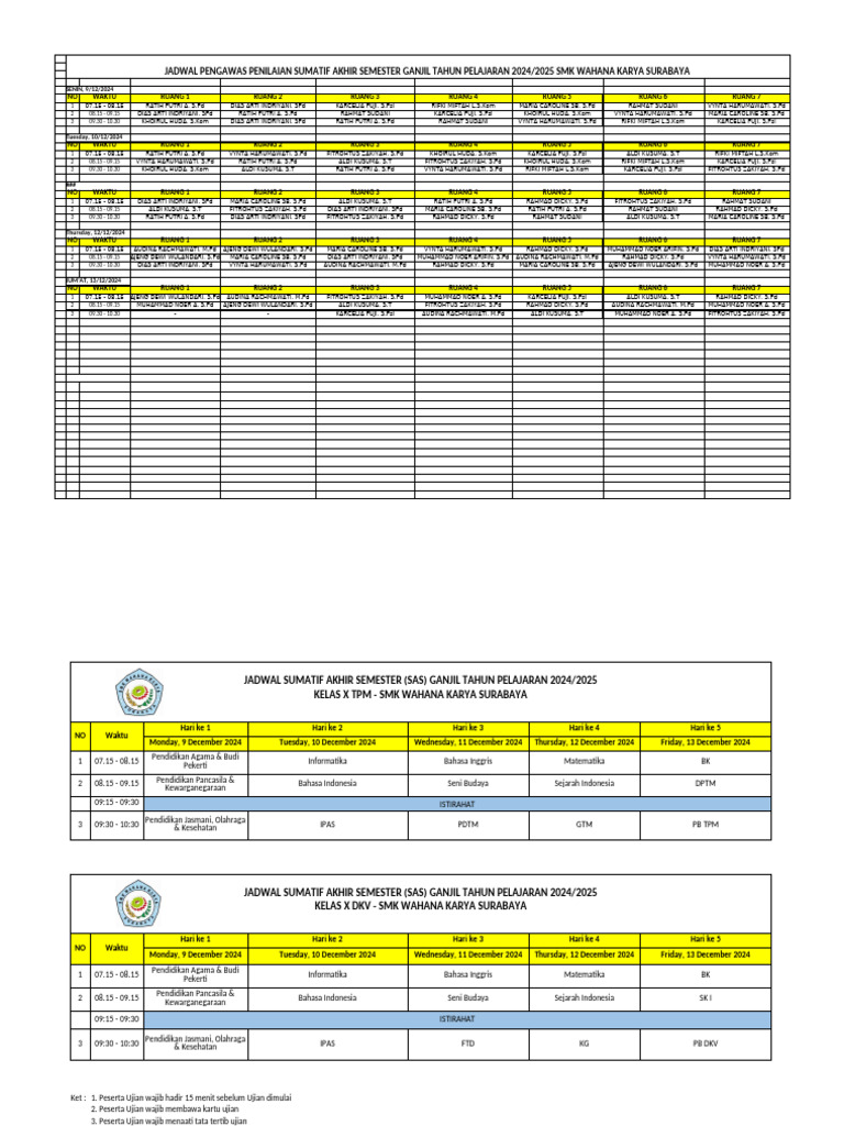 Jadwal Sas Ganjil 2024 - 2025 | PDF