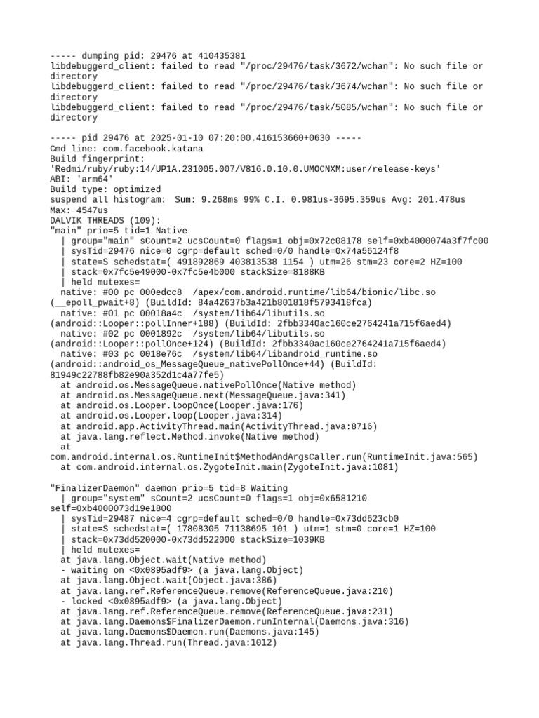 Android App Crash Log Analysis | PDF | Java (Programming Language) | Computing Platforms