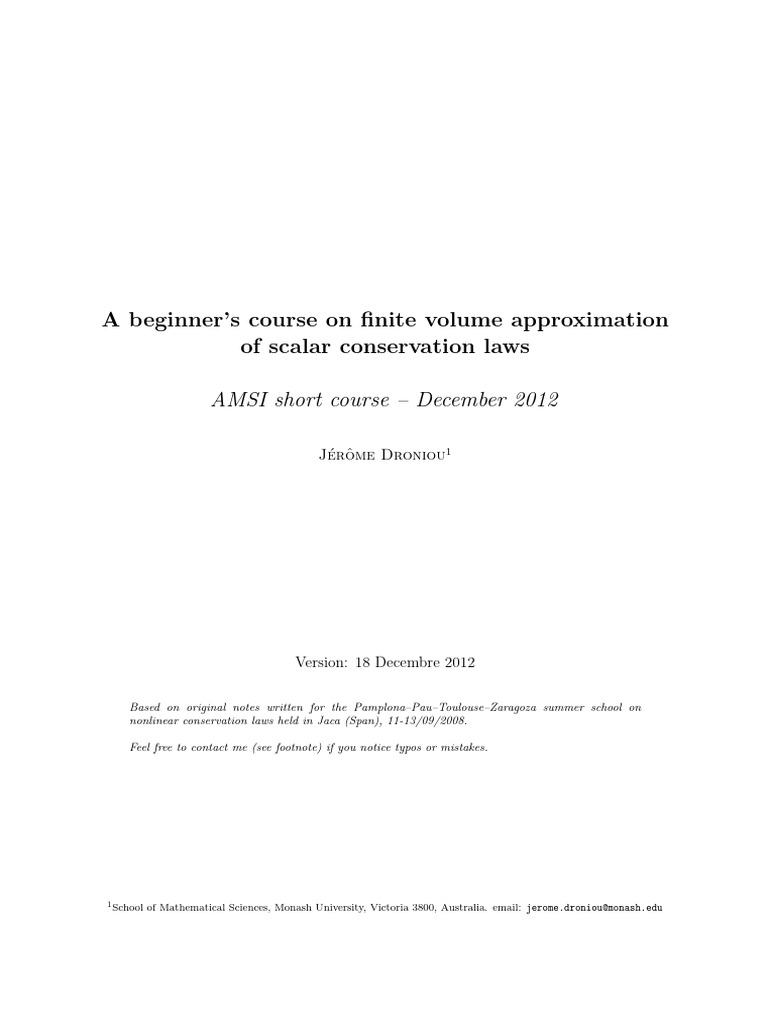 Notes On Conservation Laws Pdf Partial Differential Equation Functions And Mappings