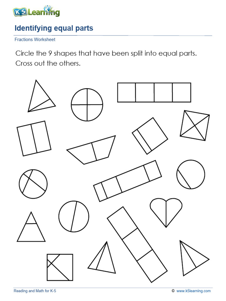 Equal Parts Fractions Worksheet | PDF