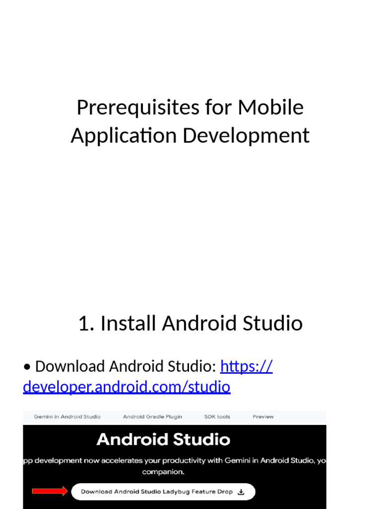Mobile APP Developmet Workship Prerequisite | PDF