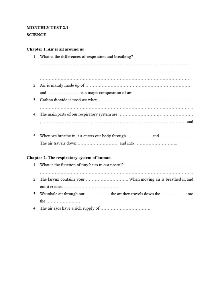 Monthly Test Science 2.1 | PDF