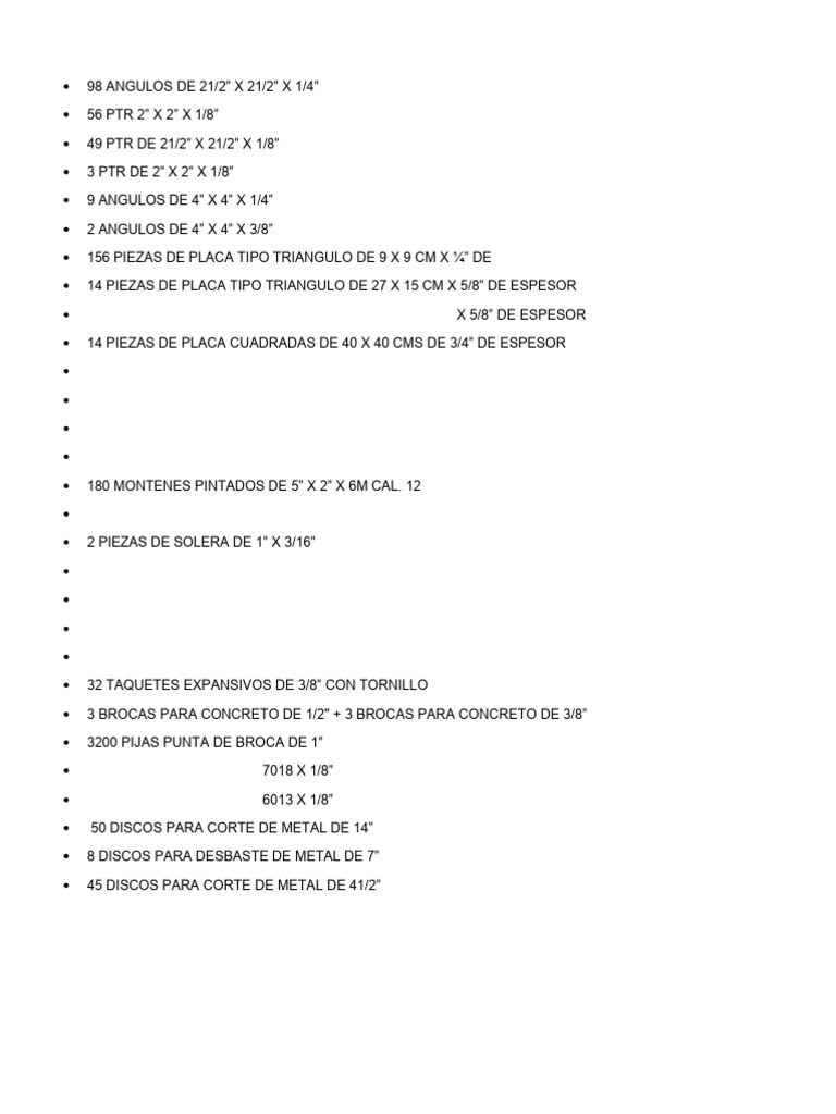 Material Acero Techado San Lucas Camotlan | PDF