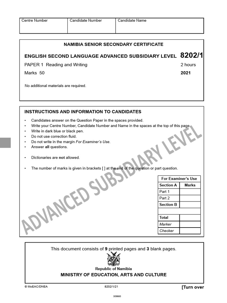 AS - English As A Second Language Paper 1 8202-1 F - 240112 - 094950 | PDF