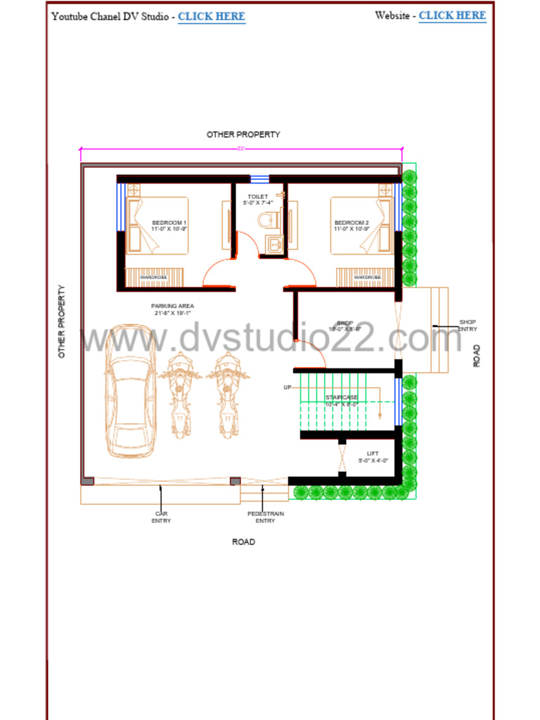 33x33 House Plan with 2BHK Design | PDF | Furniture | Interior Design